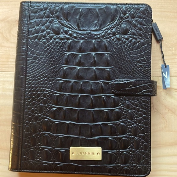Brahmin | Accessories | Nwt Brahmin Croc Embossed Black Leather Ipad ...